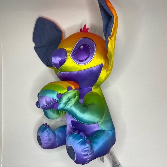 Disney | Toys | Disney Rainbow Stitch Pride Plush Holding Heart 1 Shiny ...